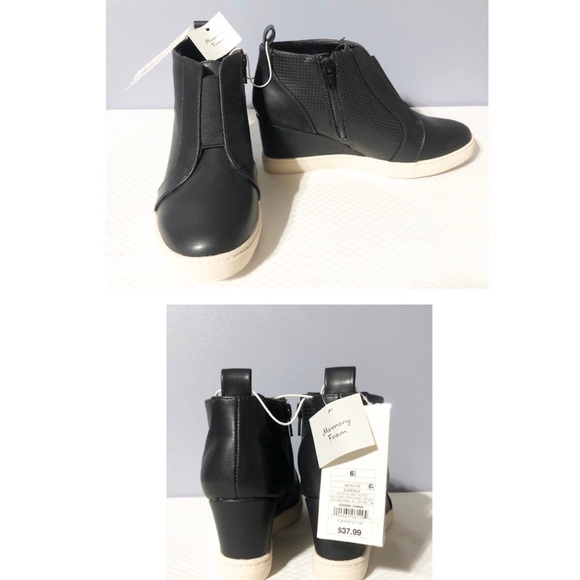 a new day | Shoes | A New Day Black Ankle Boots Wedge Heel With Memory ...